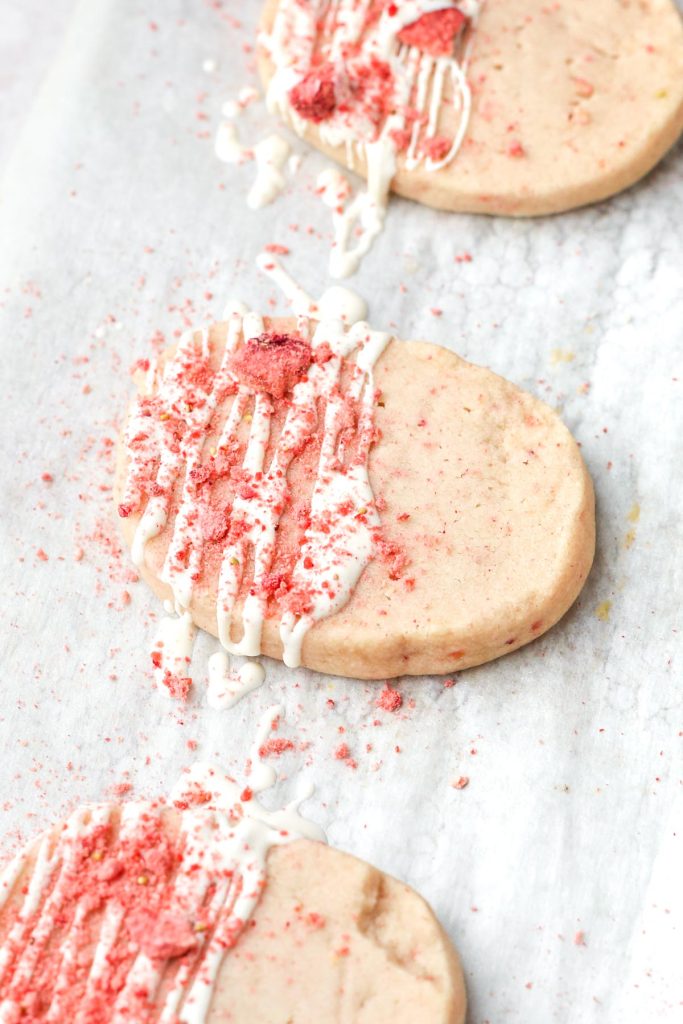 White Chocolate Strawberry Shortbread Cookies | Savor The Spoonful