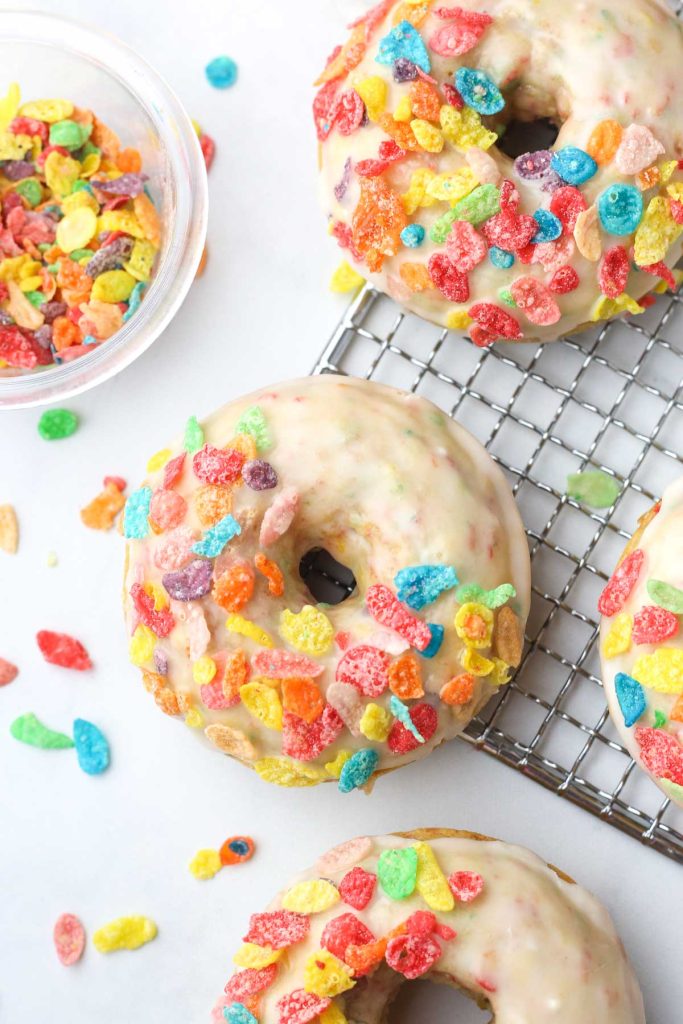 Fruity Pebbles Donuts | Savor The Spoonful