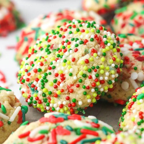 Soft Christmas Sprinkle Sugar Cookies | Savor The Spoonful